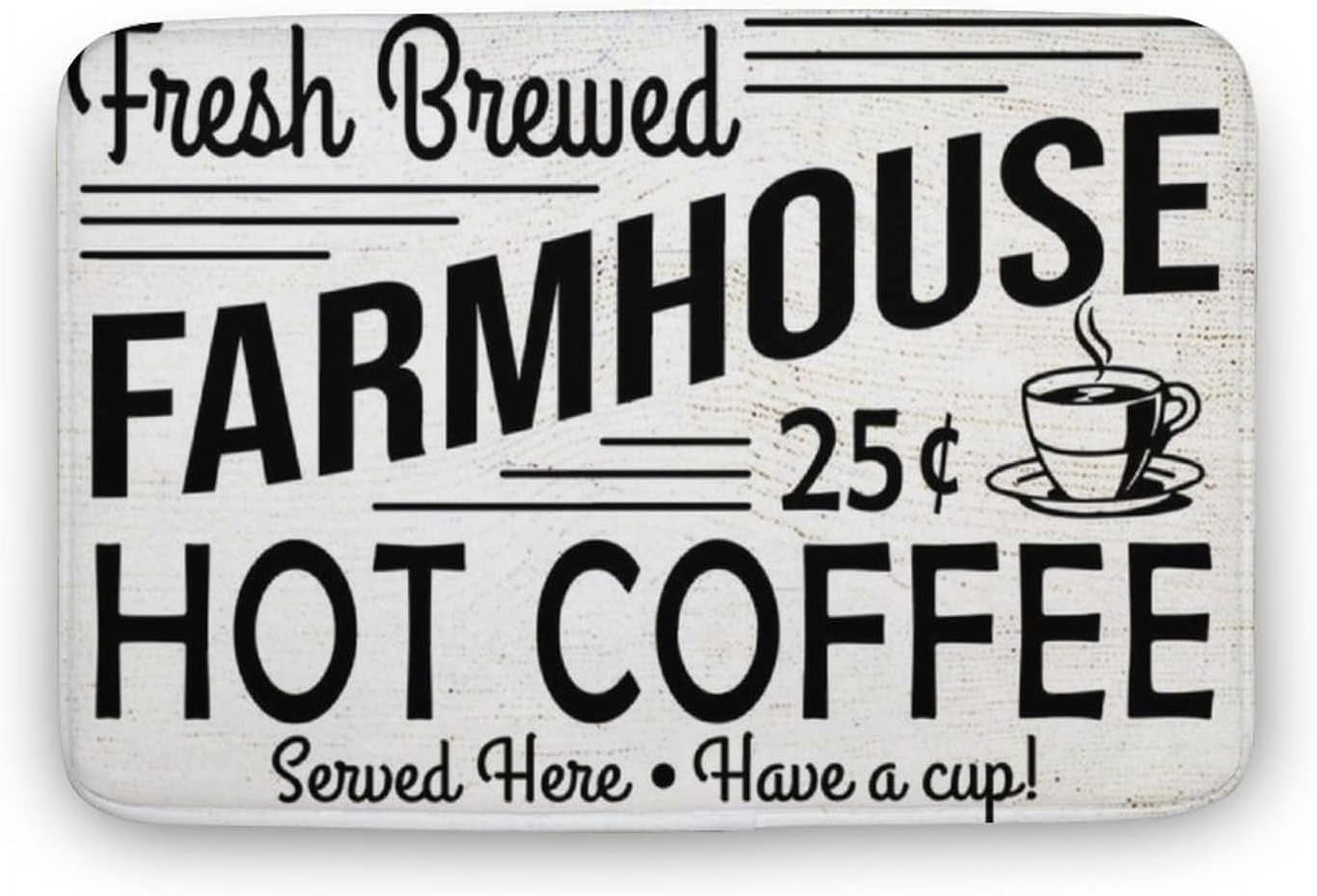 Fresh Brewed Farmhouse Hot Coffee Bar Kitchen Rug Modern Coffee Time ...