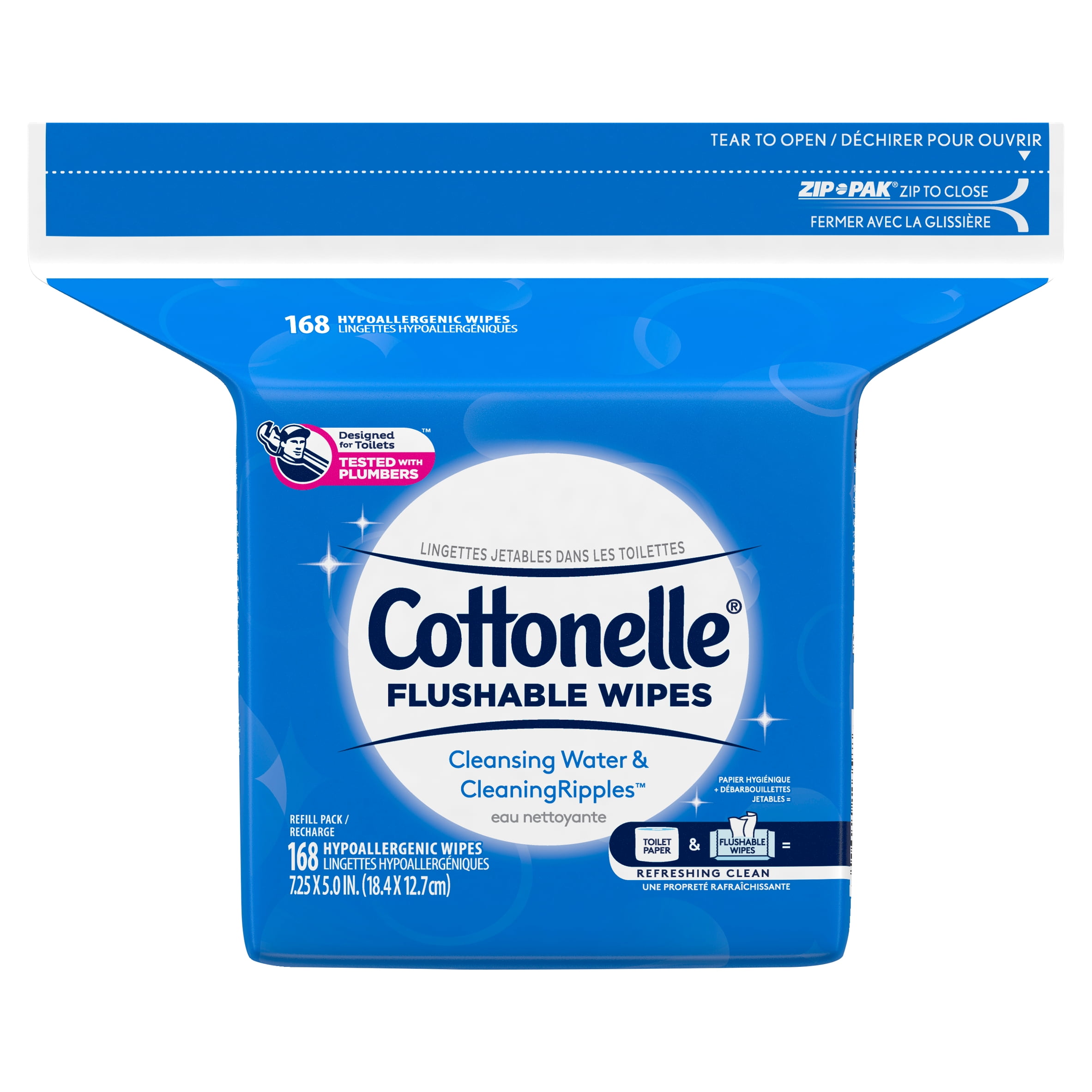 Fresh Care Flushable Cleansing Cloths, White, 5 X 7 1/4, 168/pack ...