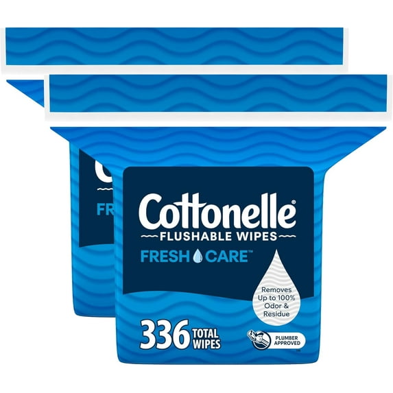 Fresh Care Flushable Wet Wipes, Adult Wet Wipes, 2 Refill Packs, 168 ...