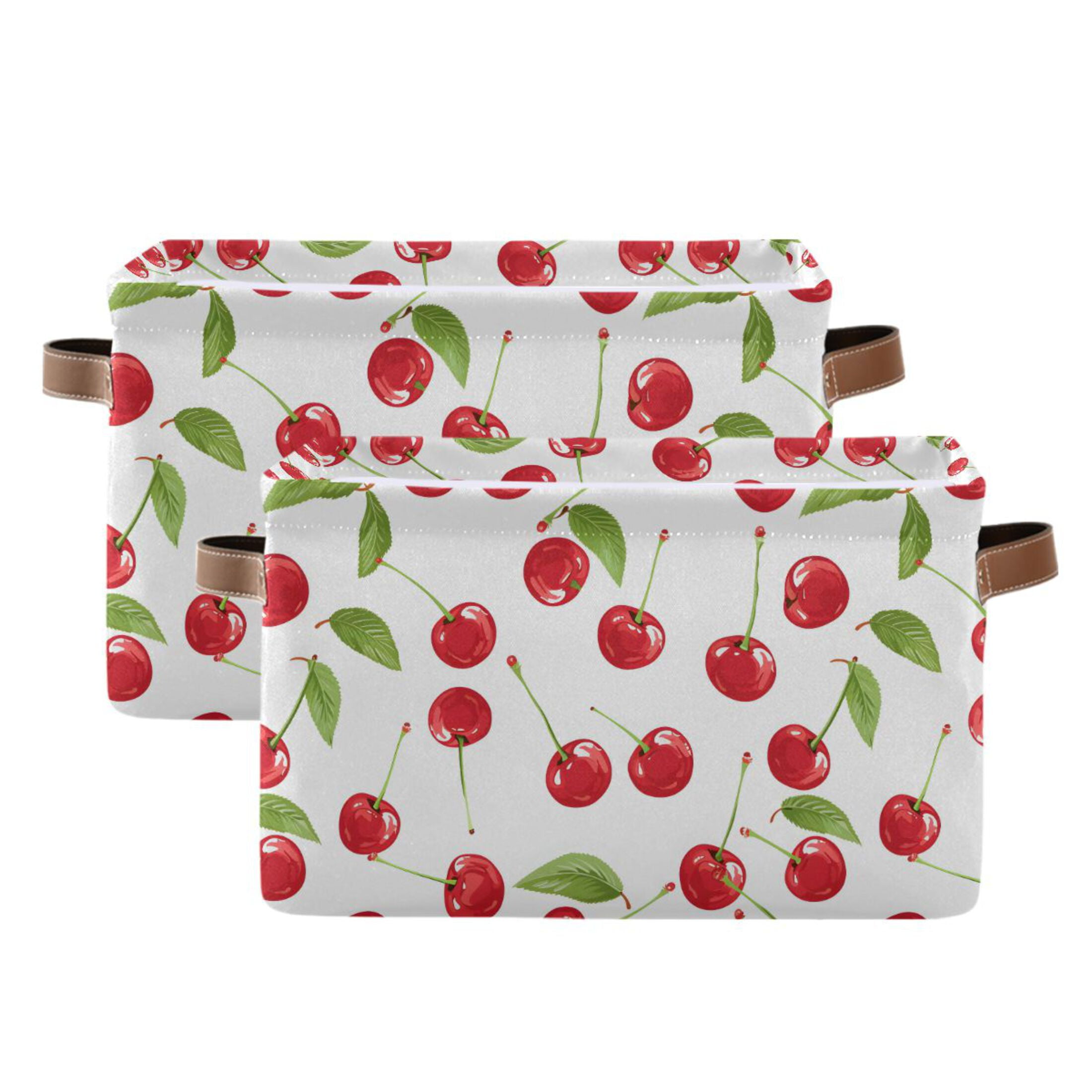Fresh Cherries Storage Bins with Handle Fabric Organizer Basket ...