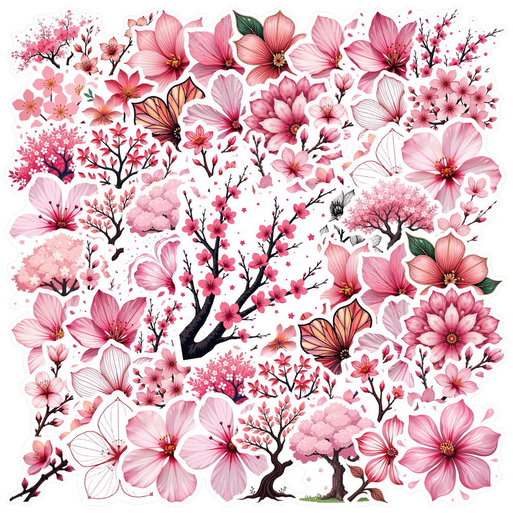 Fresh Cherry Blossom Stickers, Waterproof Cherry Blossom Sticker for ...