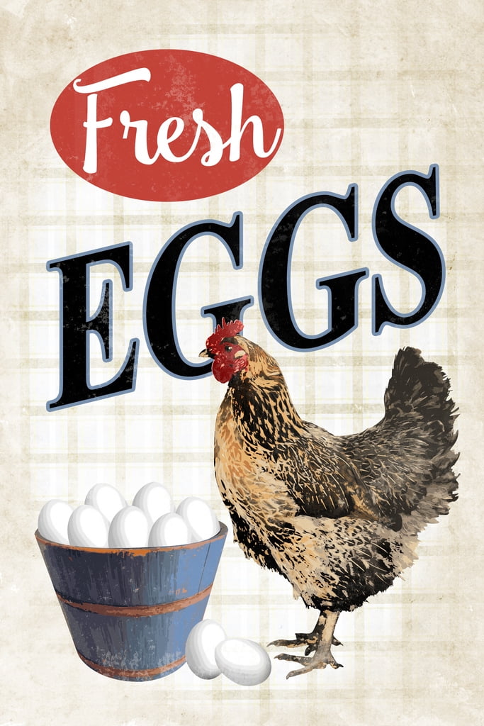 Fresh Chicken Eggs Art Chicken Decor Hen Art Farm Kitchen Wall Art ...
