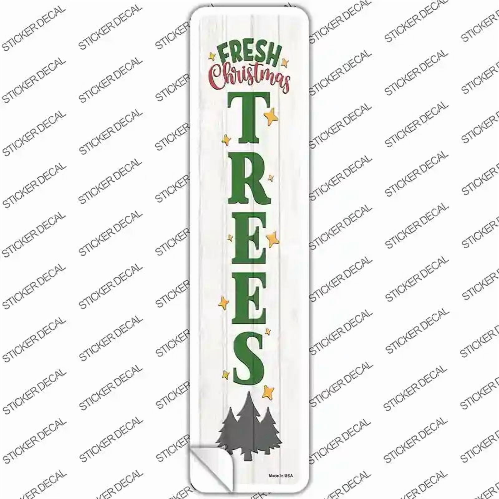 Fresh Christmas Trees White Novelty Narrow Sticker Decal X-Large ...