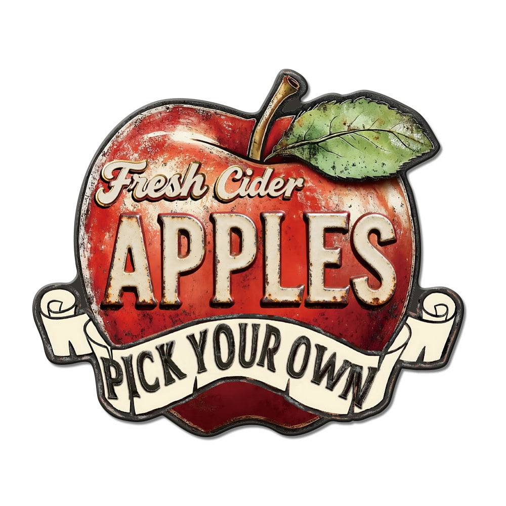 Fresh Cider Apples Tin Signs Pick Your Own Metal Sign Poster Fruit Shop ...