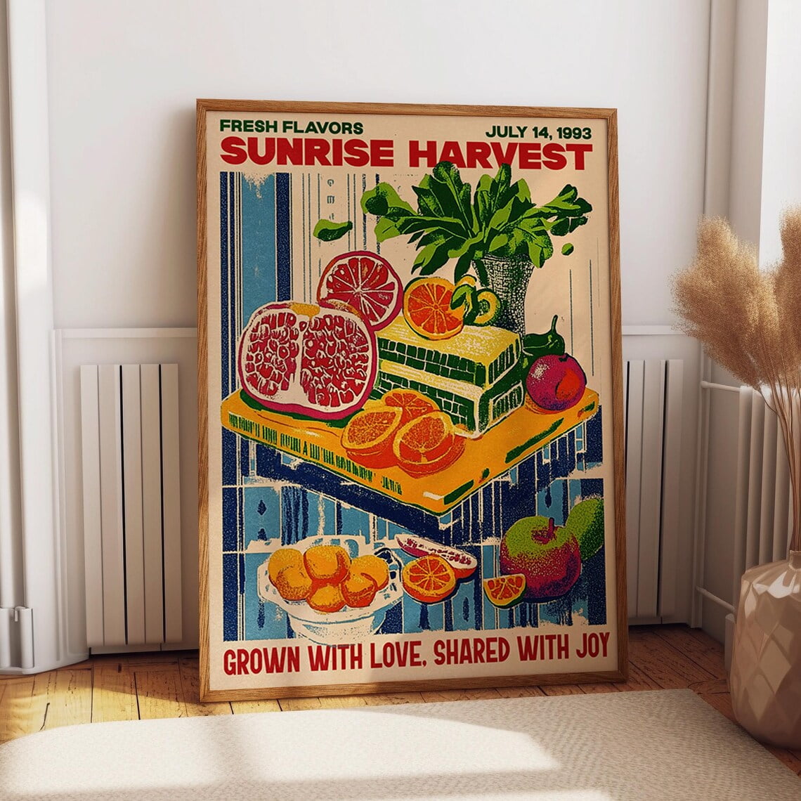 Fresh Citrus And Greens Artwork - Retro Fruit Market Poster - Sunrise ...