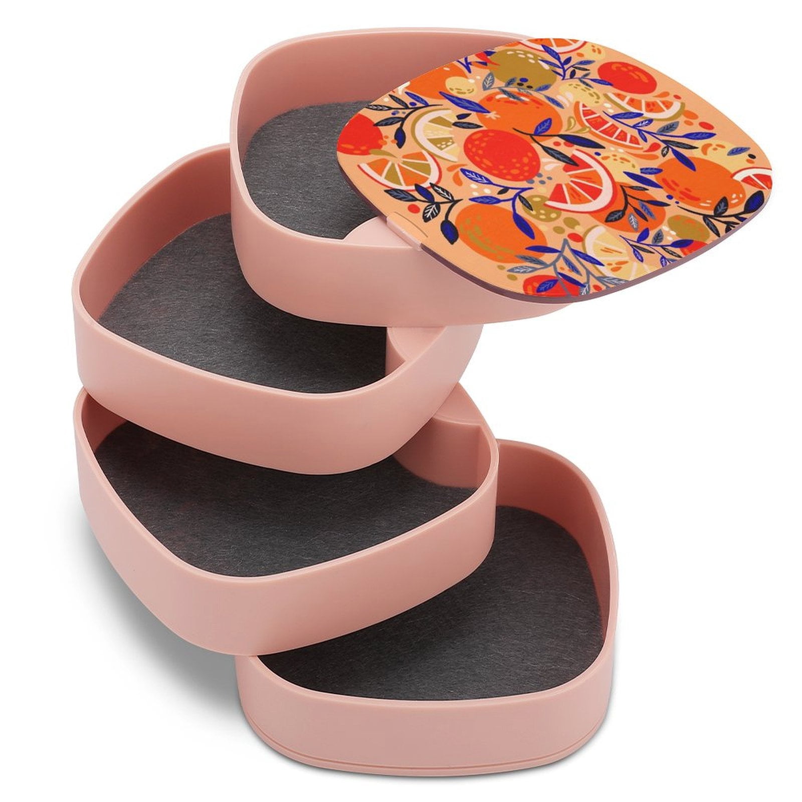 Fresh Citrus Orange Rotating Jewelry Box Travel Jewelry Case Organizer ...