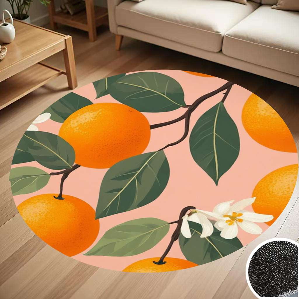 Fresh Citrus Round Carpet Living Room Bedroom Home Decoration Coffee ...