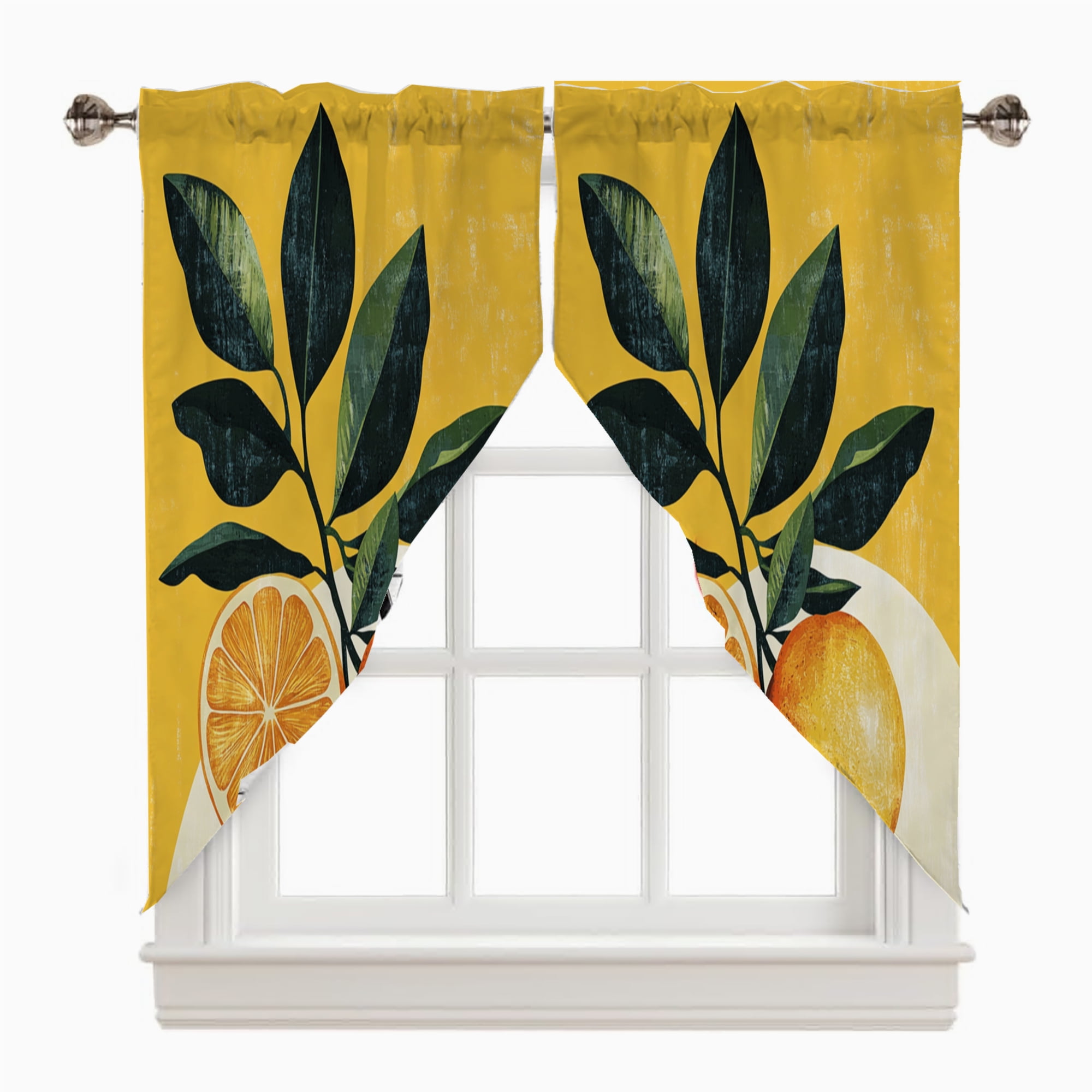 Fresh Citrus Slices Curtains Swag Valance Rod Pocket Kitchen Curtains ...