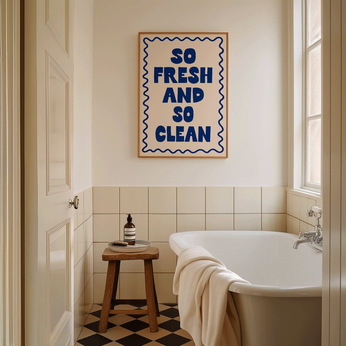 So Fresh And So Clean Art Print, Funny Typography Bathroom Preppy ...
