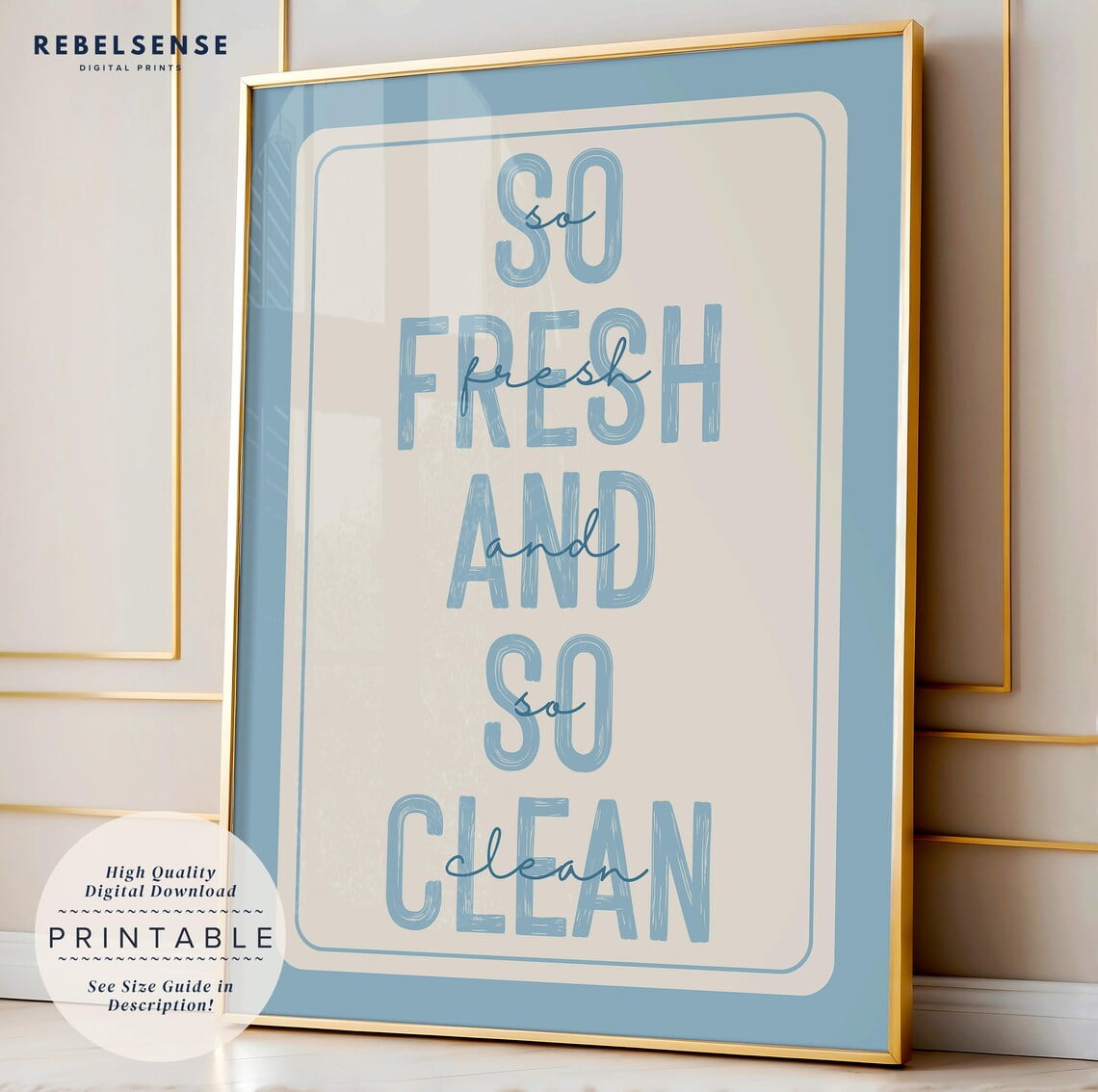So Fresh So Clean Print, Blue Bathroom Decor, Toilet Prints, Bathroom ...