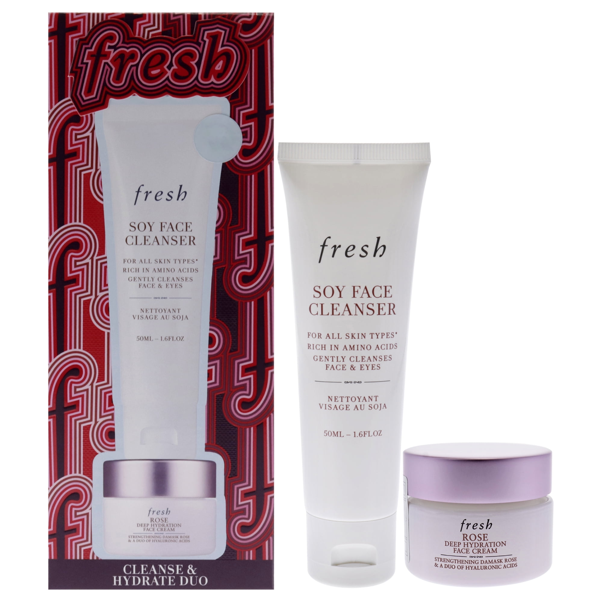 Fresh Cleanse And Hydrate Kit , 2 Pc 0.5oz Rose And Hyaluronic Acid ...