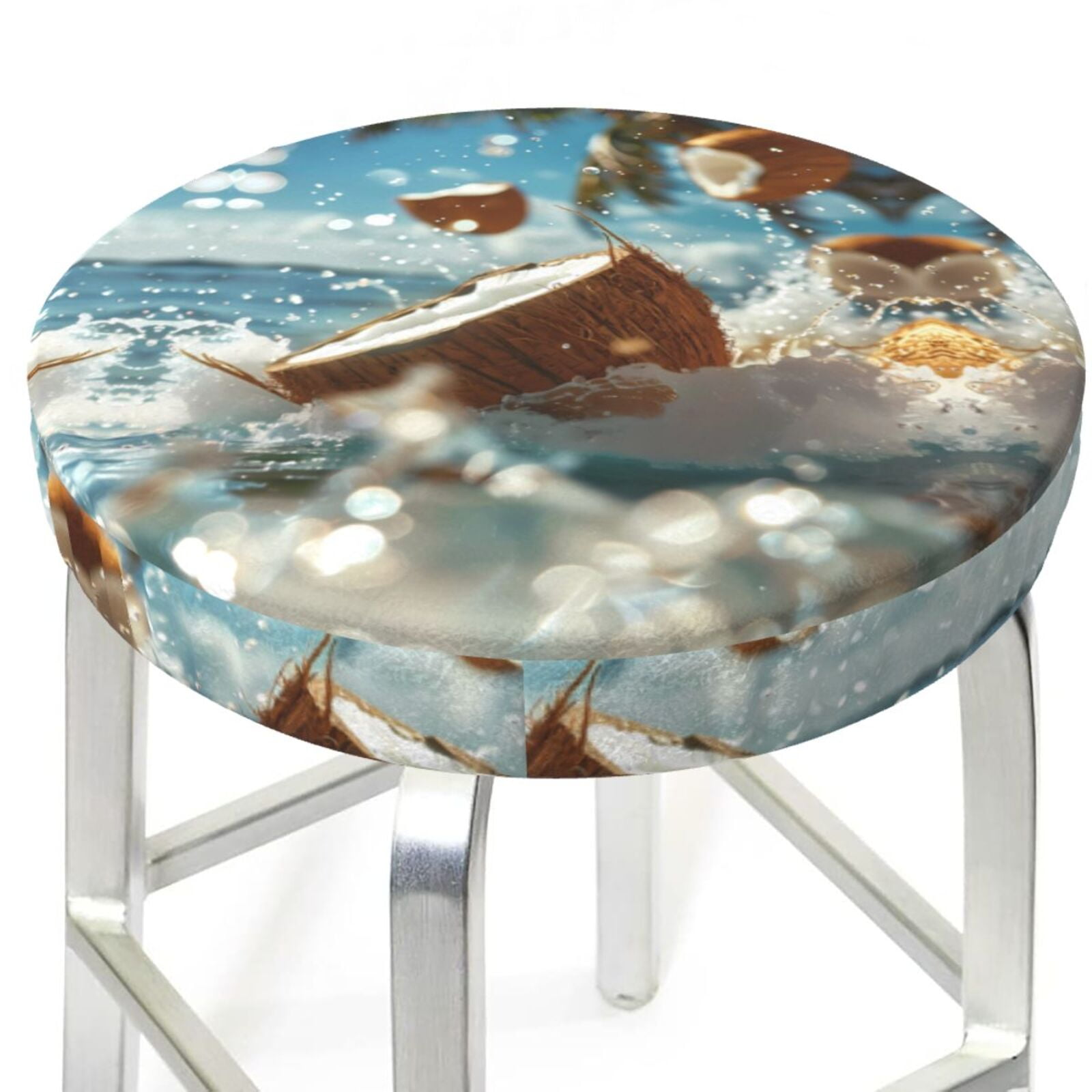 Fresh Coconut Splash Bar Stool Covers Round - Soft Anti-Slip Round ...