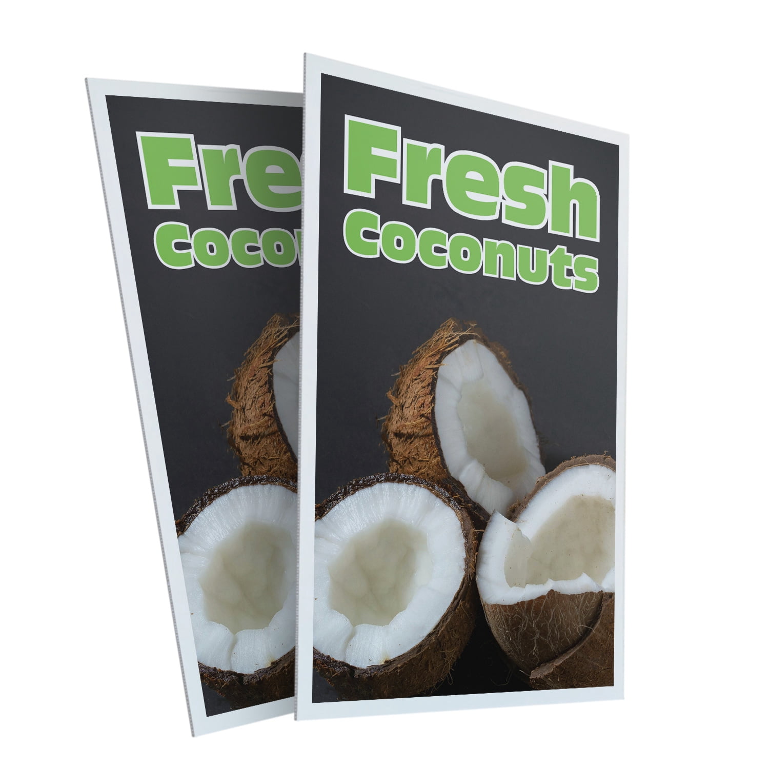 Fresh Coconuts (2-Pack) 24 Inch x 36 Inch Plastic Signs | Sign Insert ...