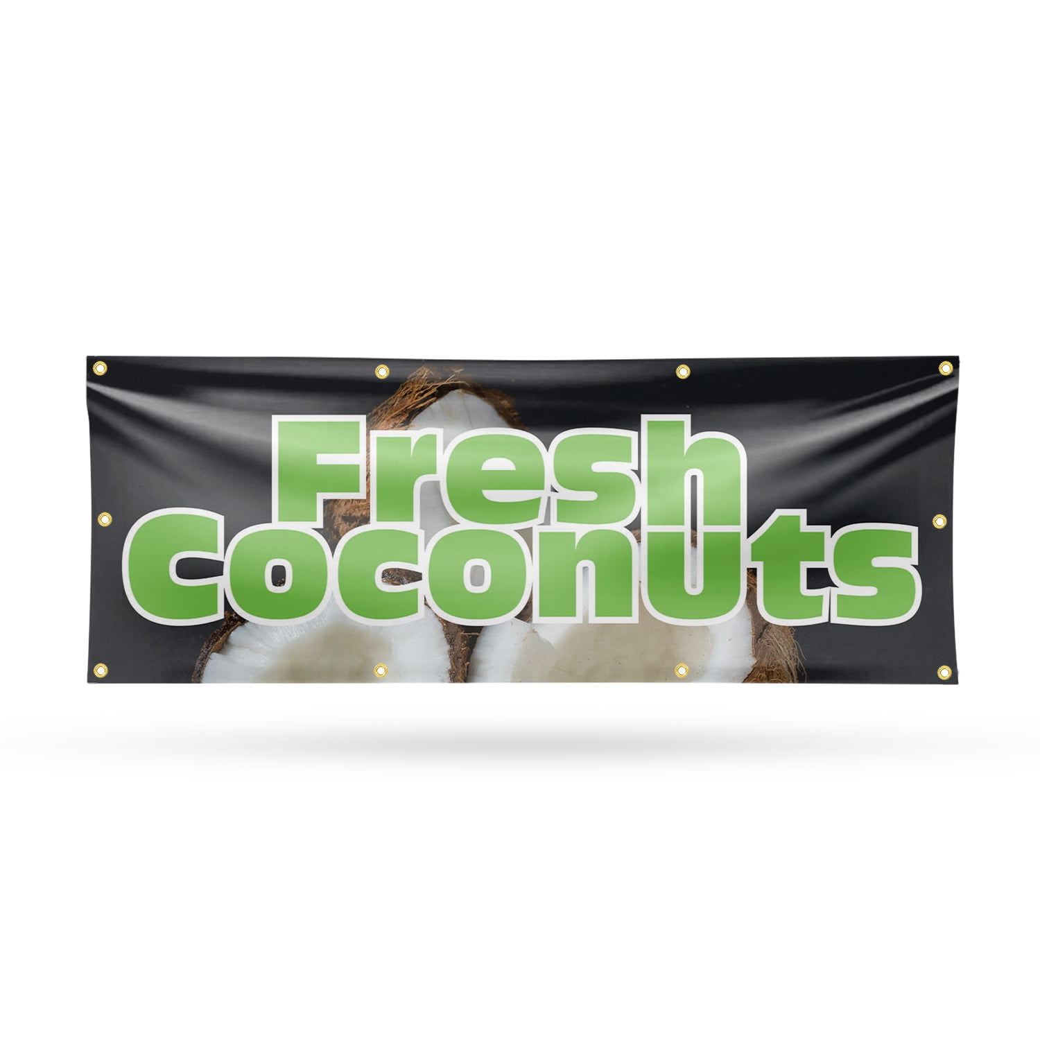 Fresh Coconuts Banner Sign 36 Inch x 96 Inch | 13 oz Vinyl with Metal ...