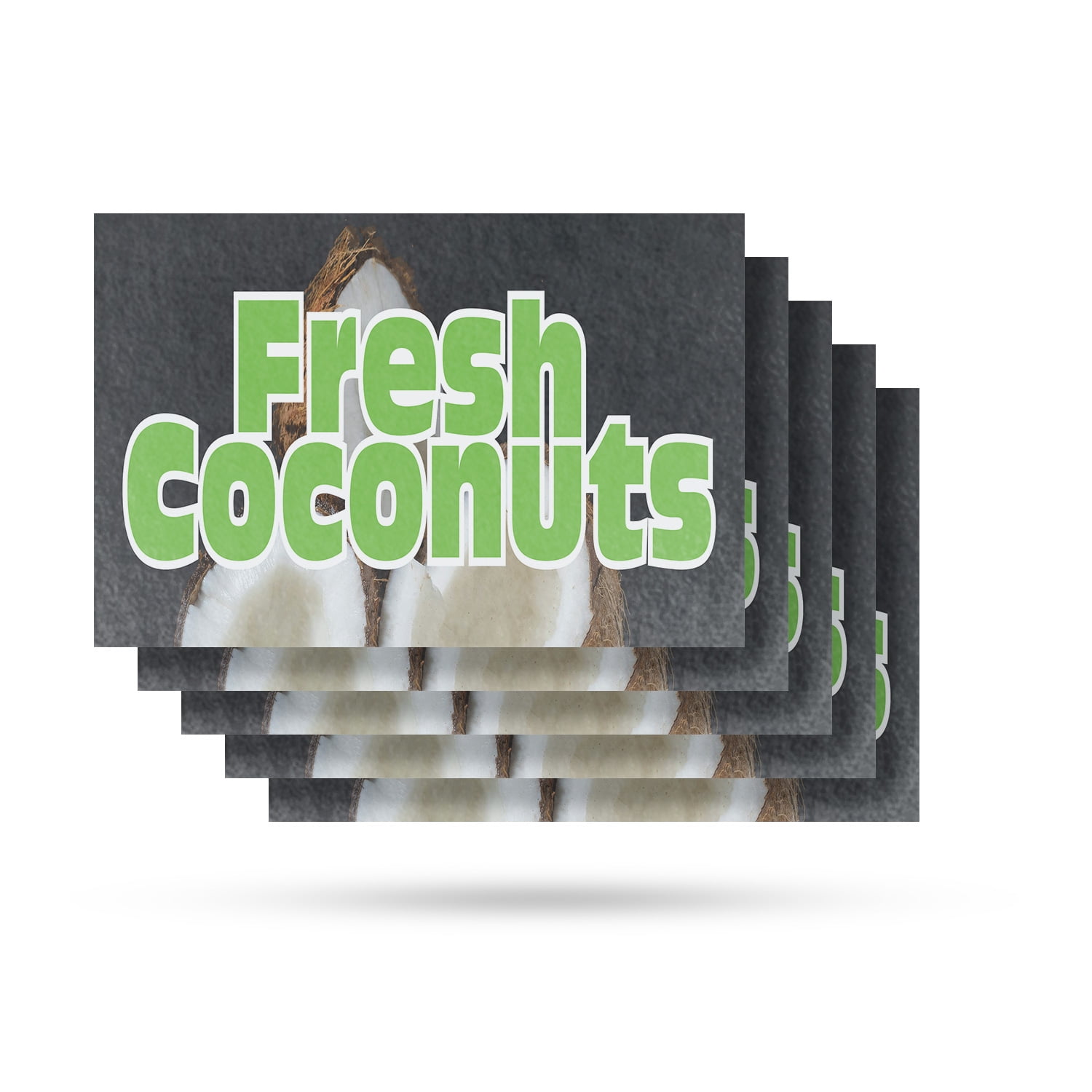 Fresh Coconuts Vinyl Decal 5 Pack of 12 Inch x 16 Inch Weatherproof ...