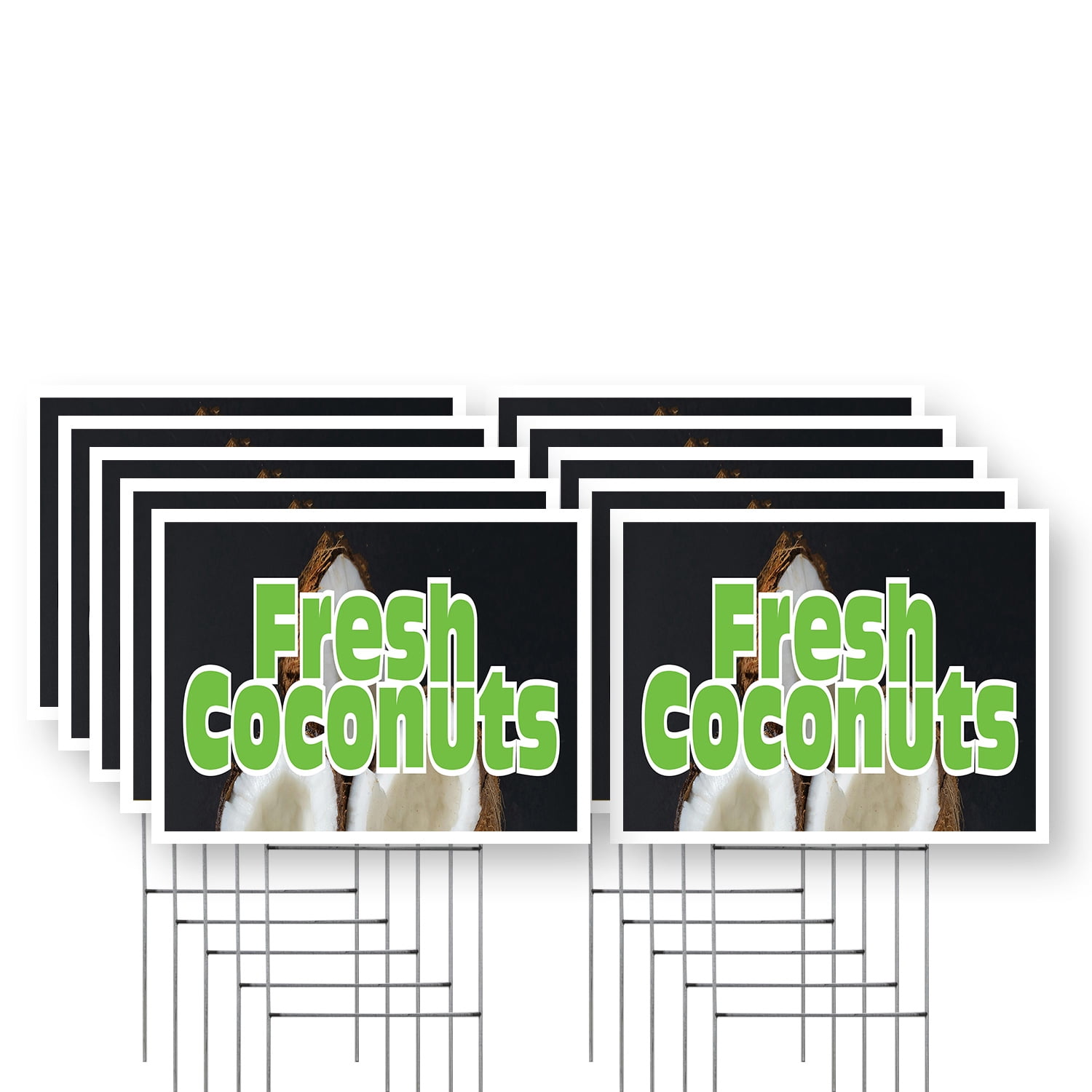 Fresh Coconuts Yard Sign 10 Pack of 18 Inch x 24 Inch Double Sided ...