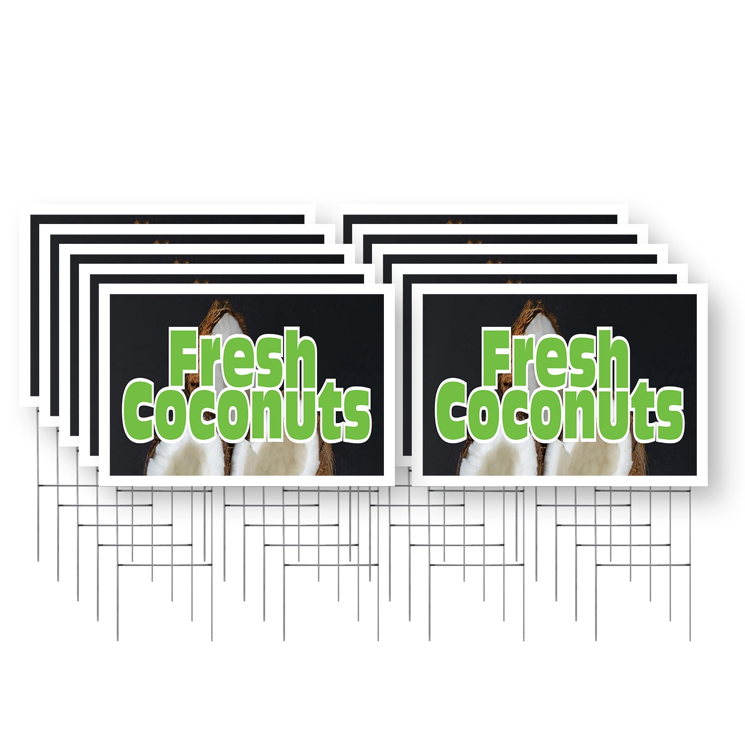 Fresh Coconuts Yard Sign 10 Pack of 24 Inch x 36 Inch Double Sided ...