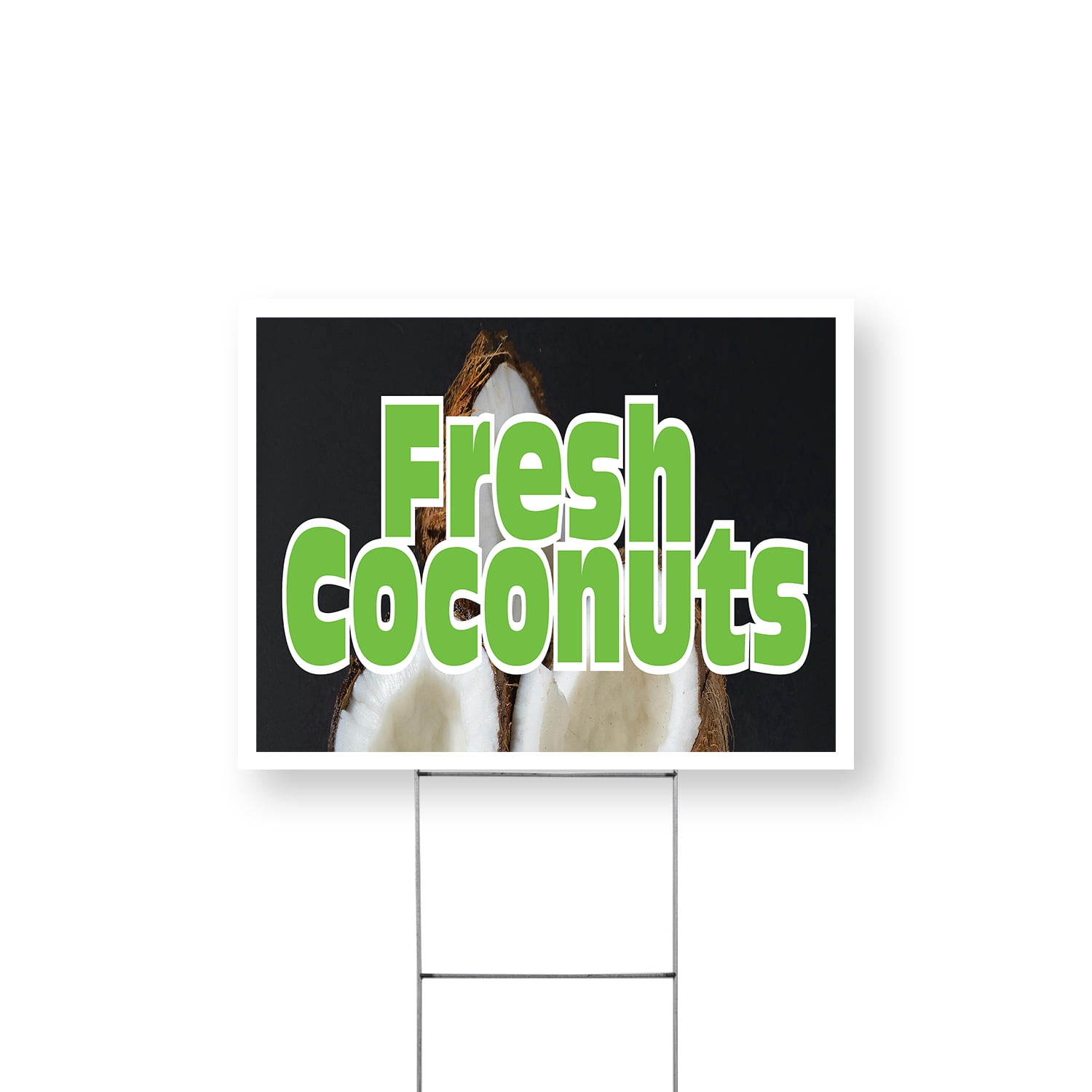 Fresh Coconuts Yard Sign 18 Inch x 24 Inch Double Sided Weatherproof ...