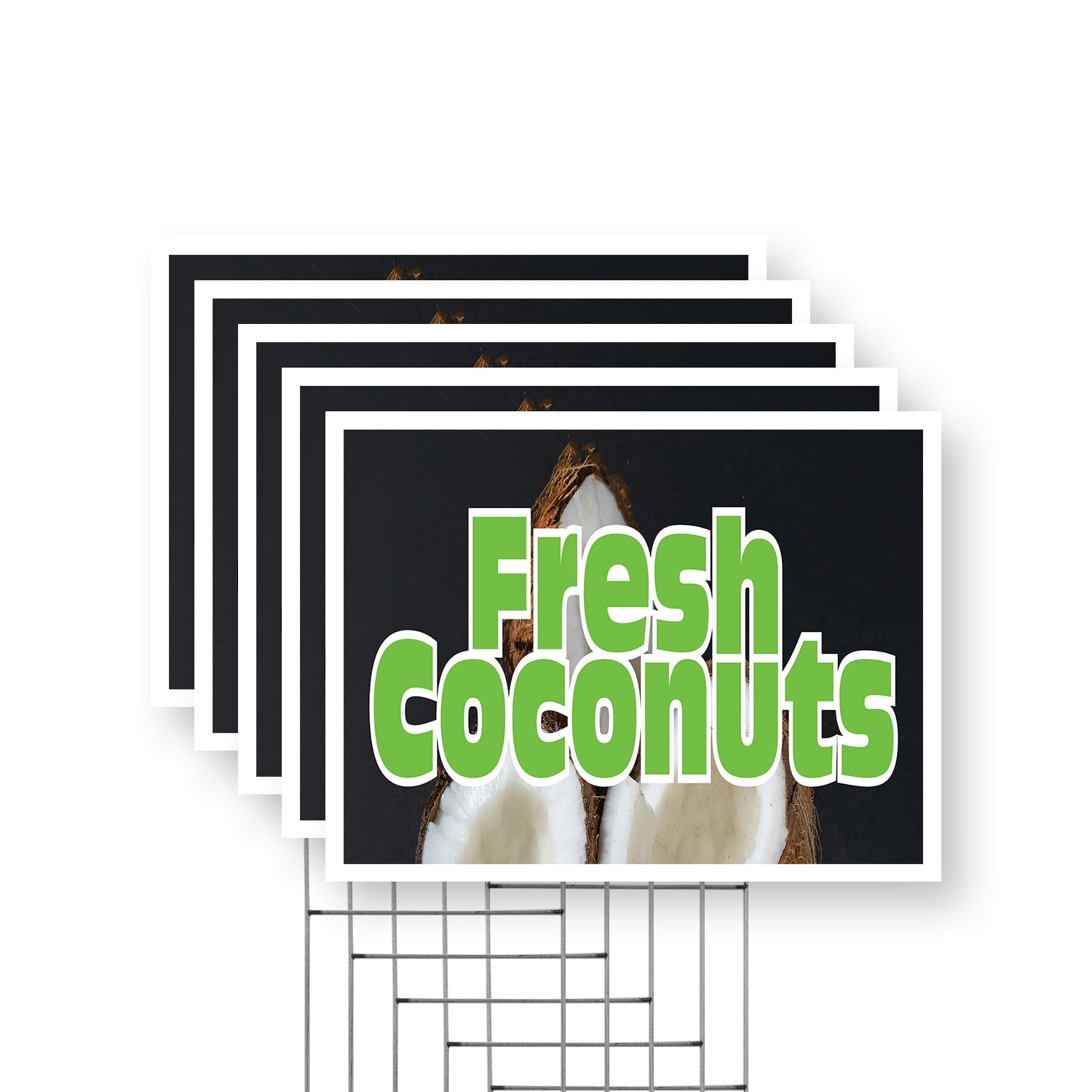 Fresh Coconuts Yard Sign 5 Pack of 18 Inch x 24 Inch Double Sided ...