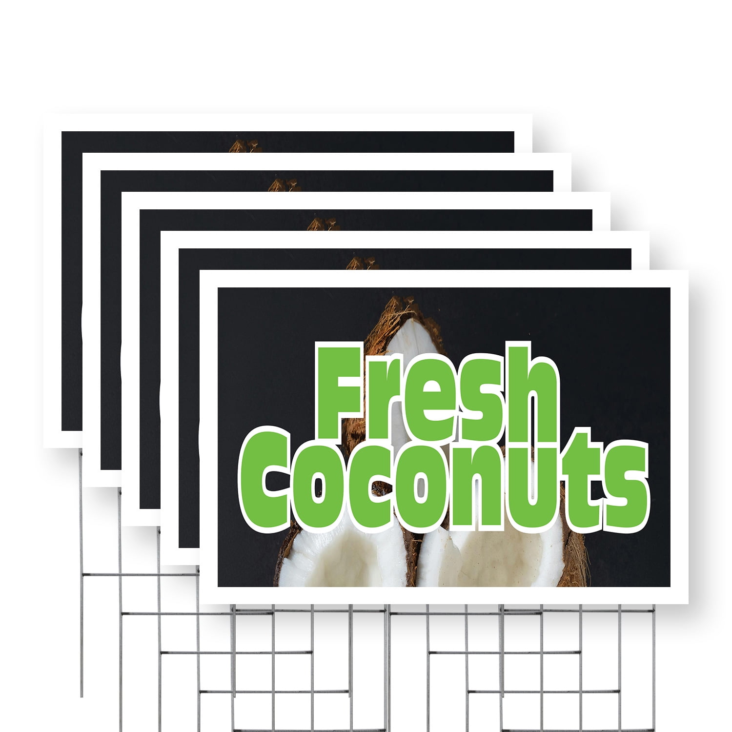 Fresh Coconuts Yard Sign 5 Pack of 24 Inch x 36 Inch Single Sided ...