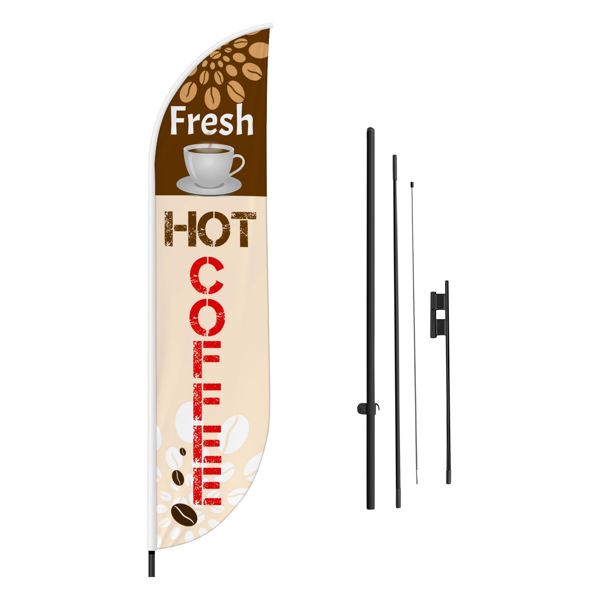 Fresh Coffee Feather Flag(11.5feetX2.5feet) by DreamController ...