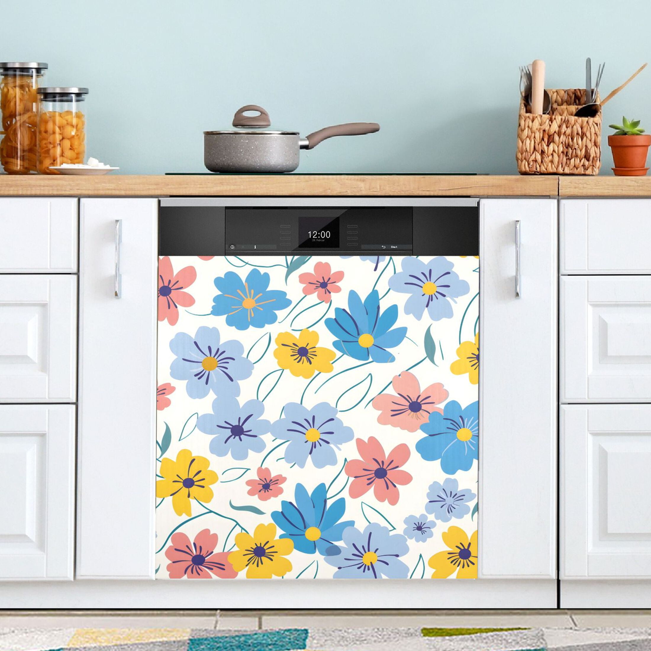 Fresh Colorful Flowers Dishwasher Magnet Refrigerator Magnetic Cover ...