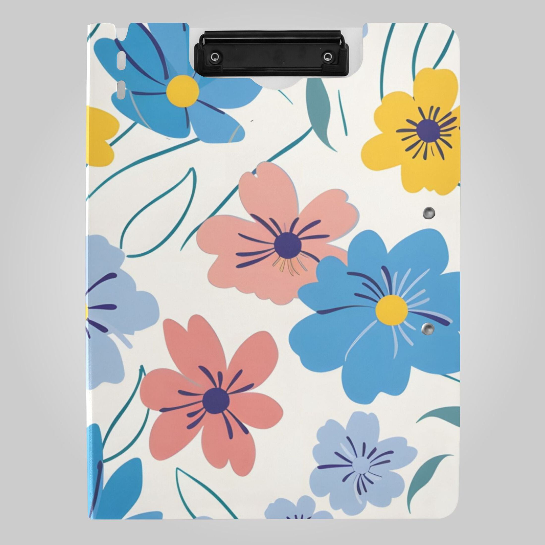 Fresh Colorful Flowers Foldable Binder Folder Clipboard with Pen Slot ...