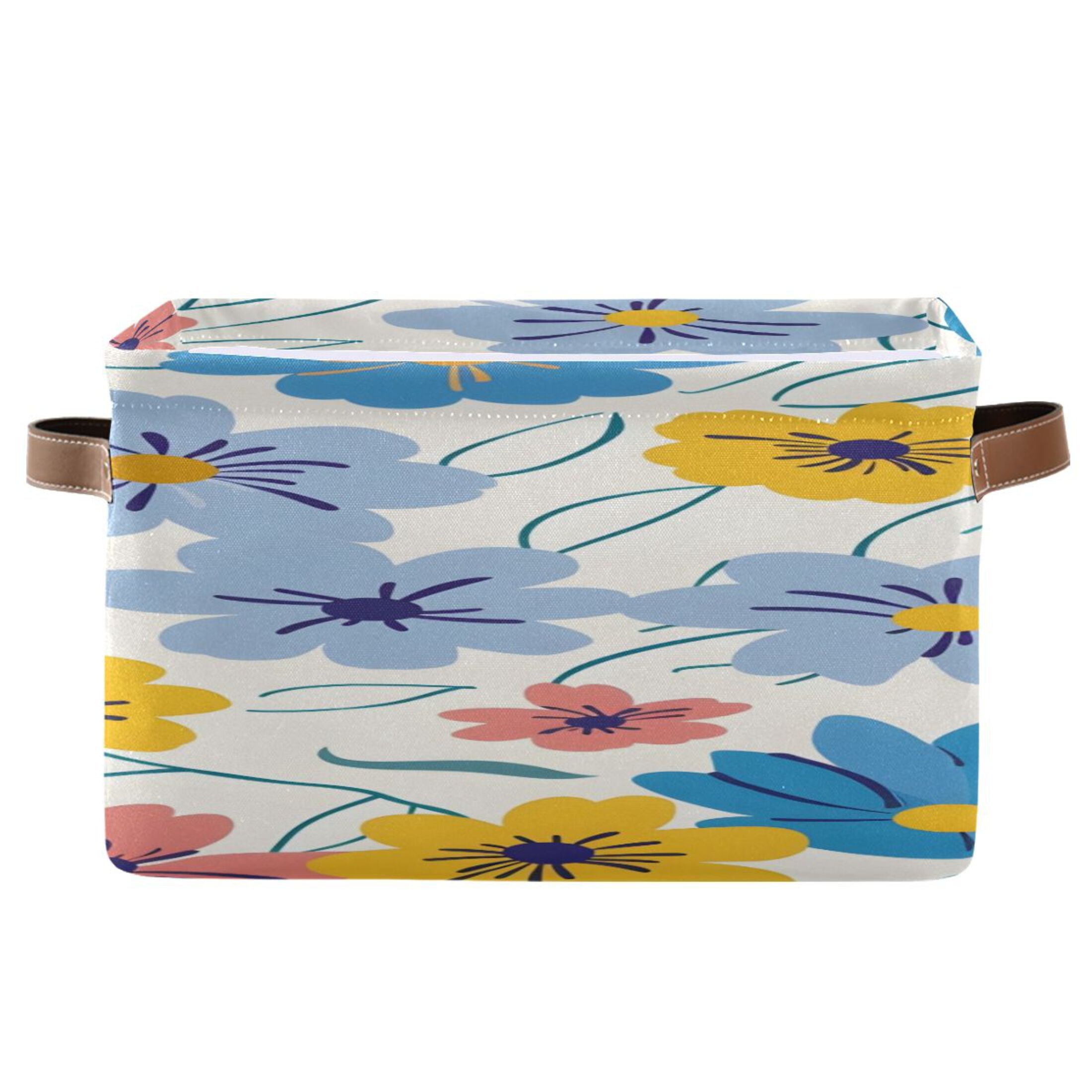 Fresh Colorful Flowers Square Storage Bins with Handles Collapsible ...