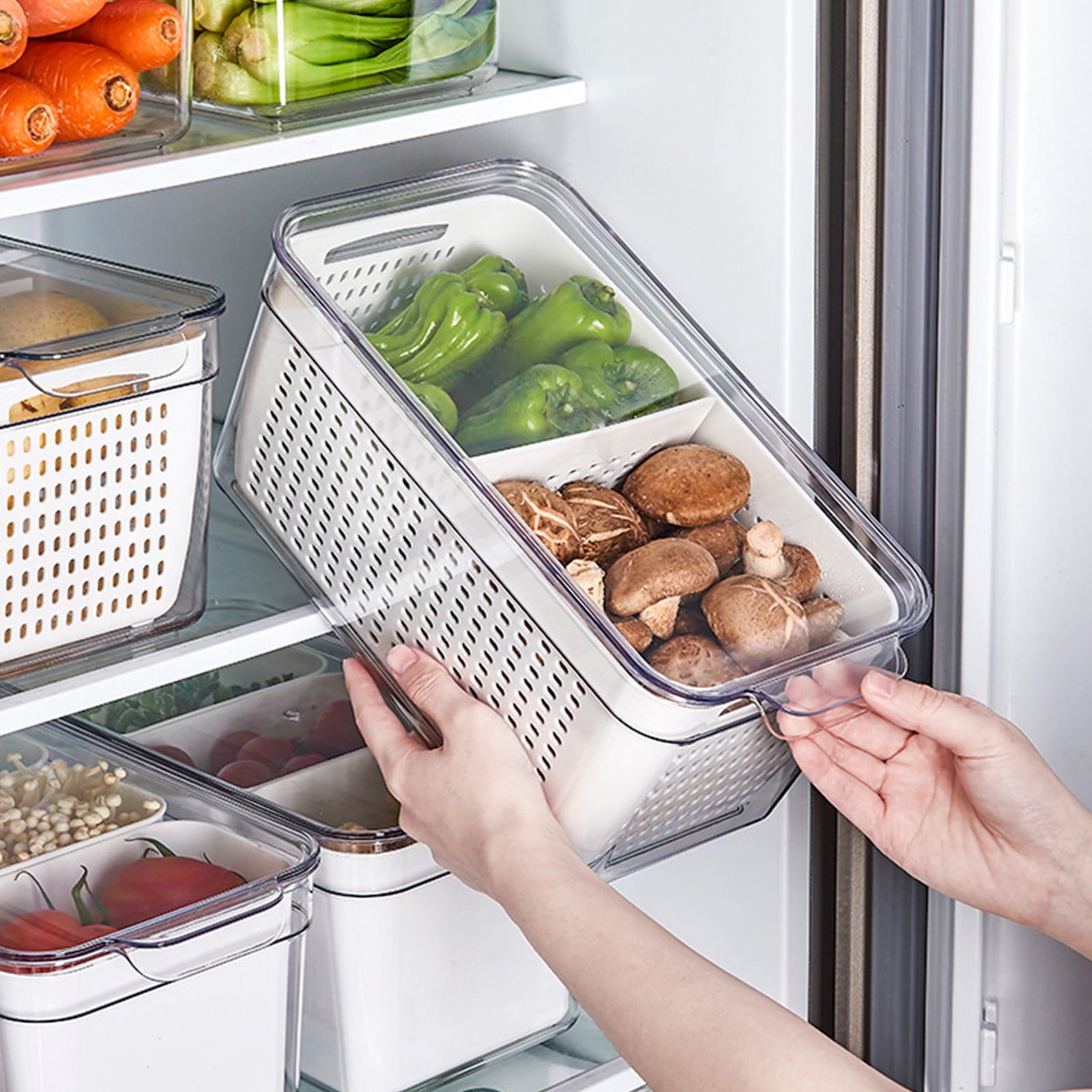Fresh Container,2 Drainage Basket Produce Saver Container BPA Free ...
