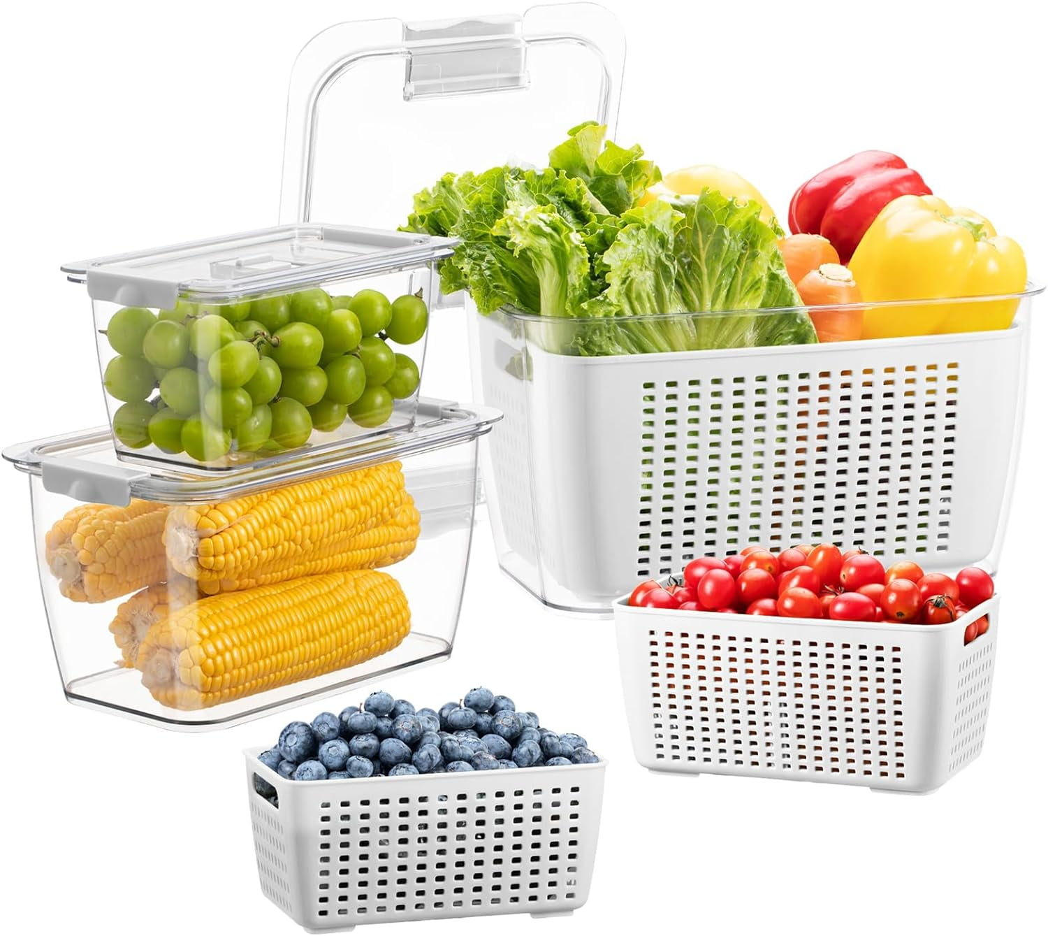 Fresh Container, 3PACK Produce Saver Container BPA Free Fridge ...