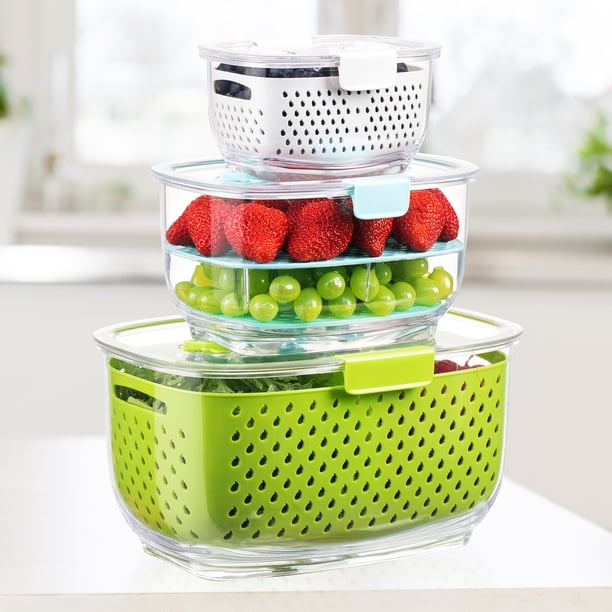 LUXEAR Fresh Container, BPA-free, Partitioned Fruit Storage Container 3 ...