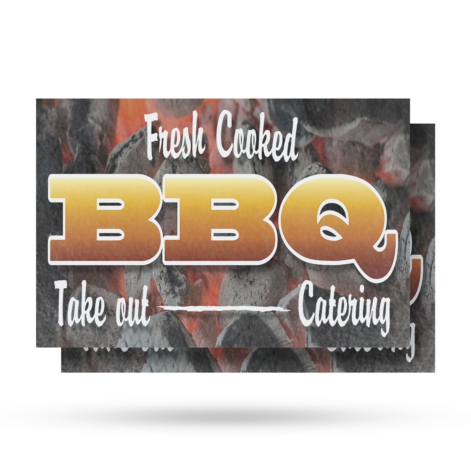 Fresh Cooked BBQ Take Out Catering Vinyl Decal 2 Pack of 18 Inch x 24 ...