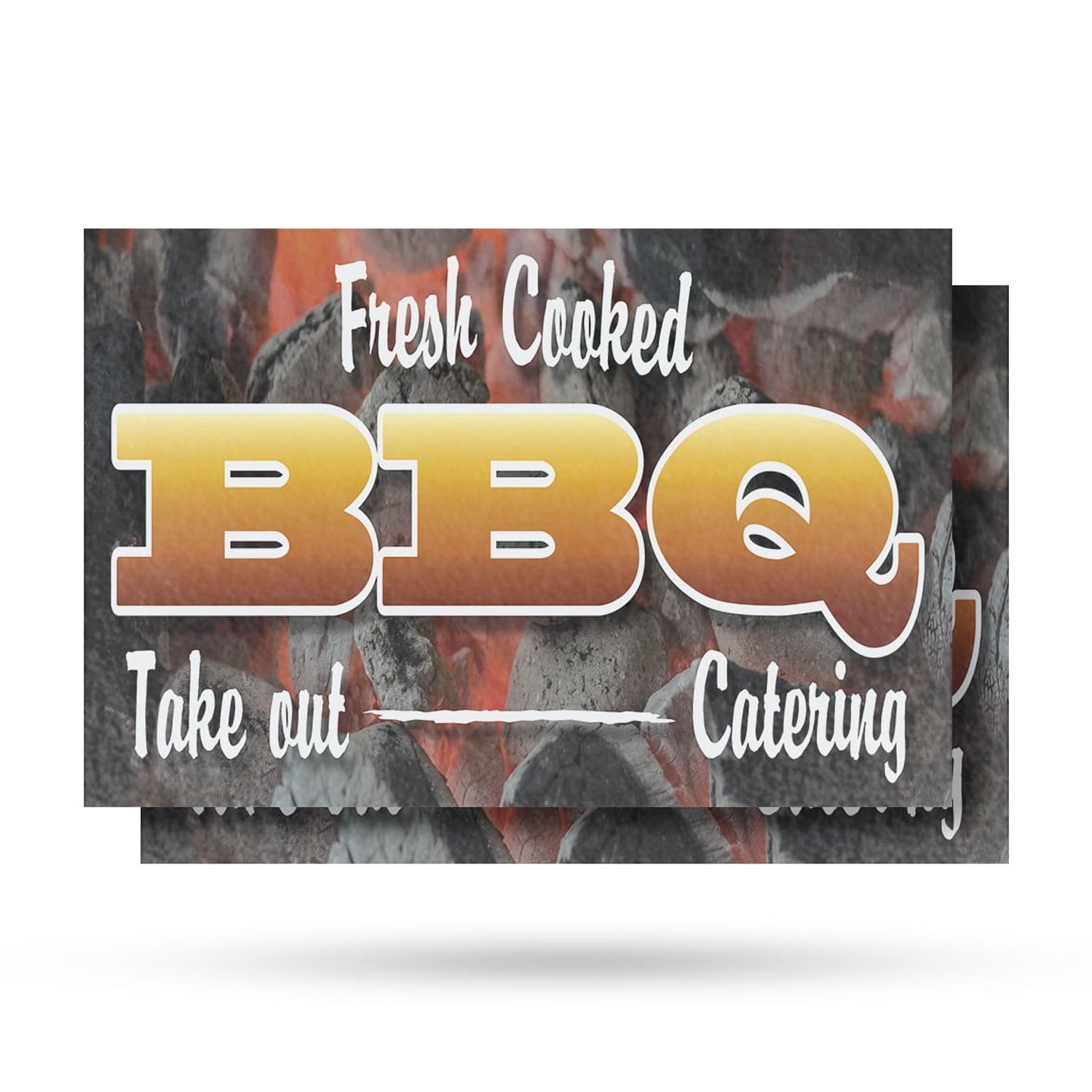 Fresh Cooked BBQ Take Out Catering Vinyl Decal 2 Pack of 24 Inch x 36 ...