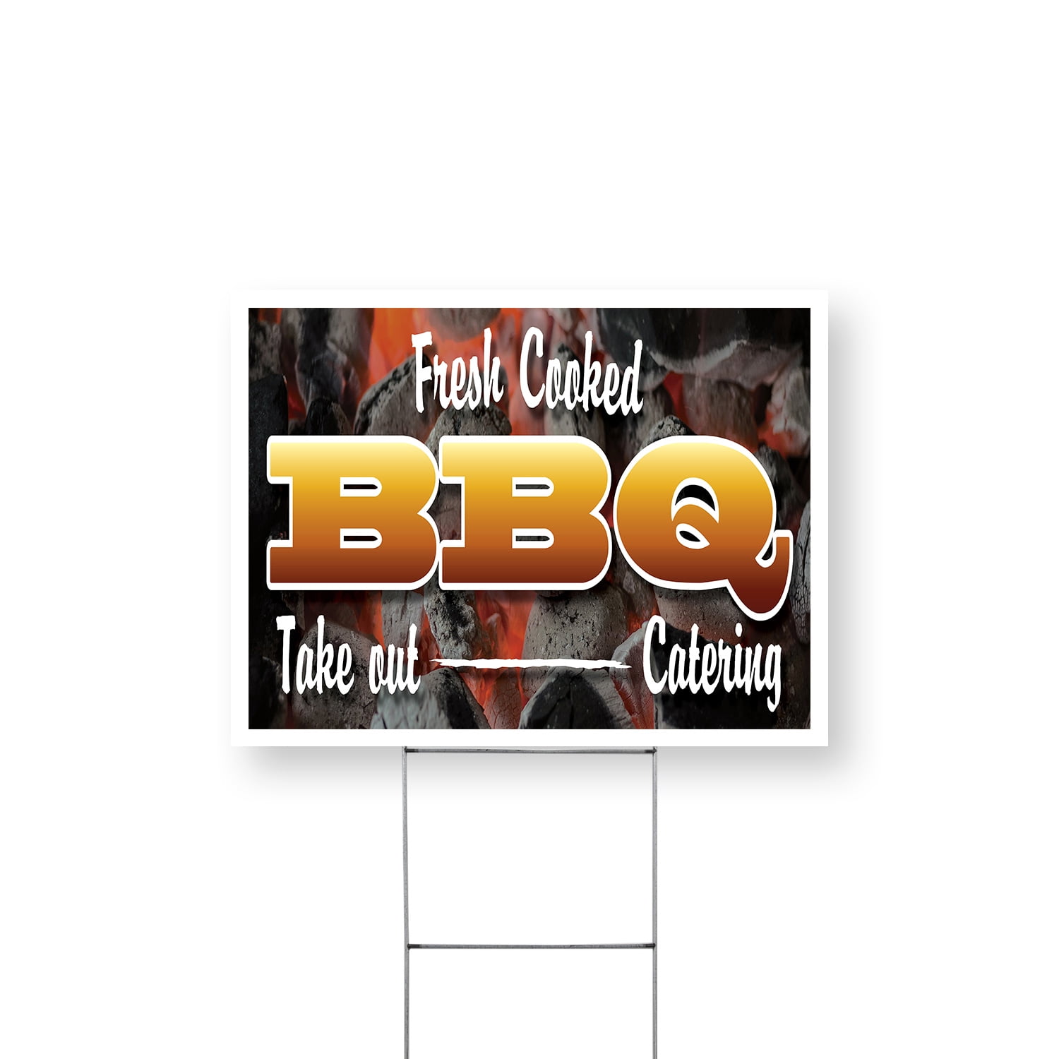 Fresh Cooked BBQ Take Out Catering Yard Sign 12 Inch x 16 Inch Single ...