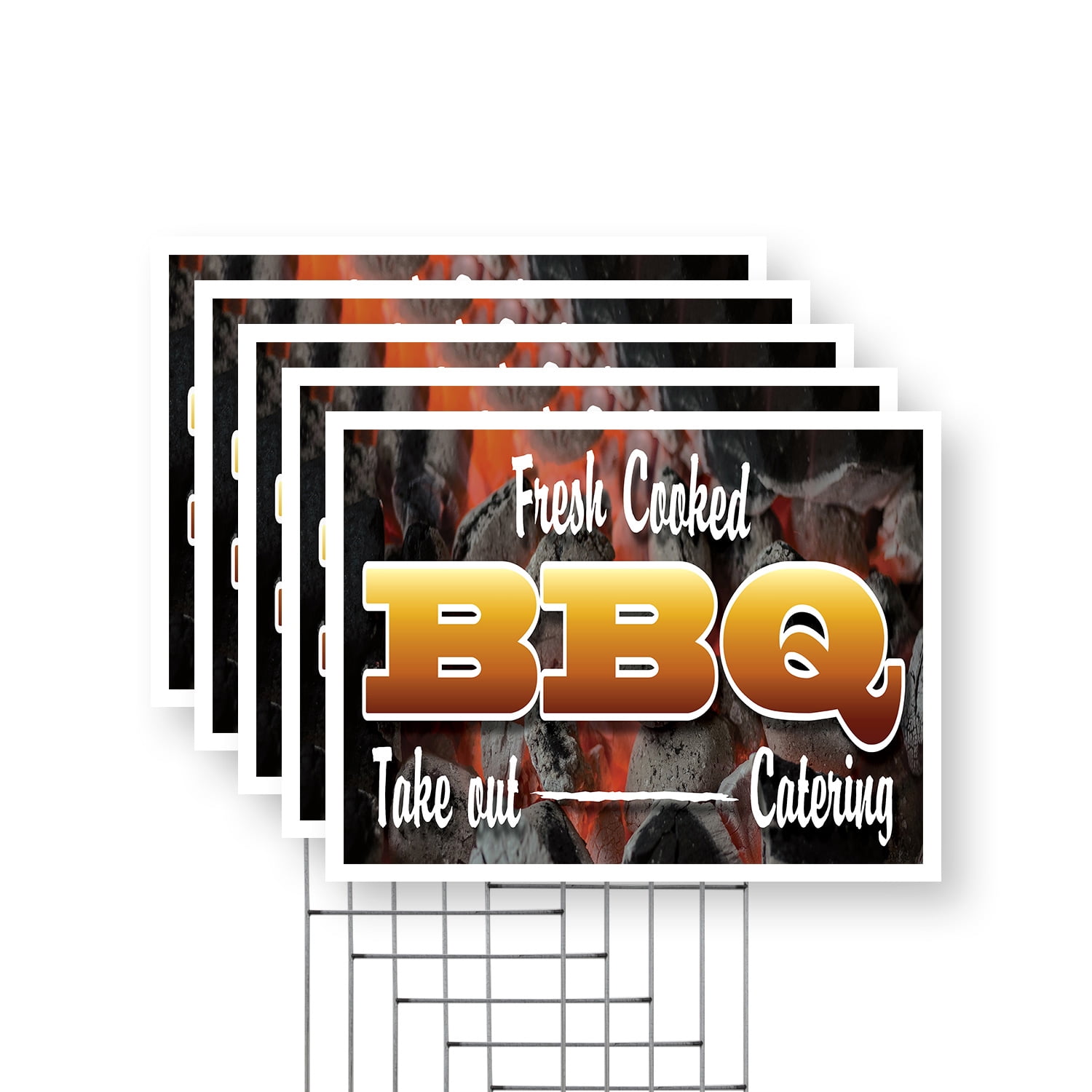 Fresh Cooked BBQ Take Out Catering Yard Sign 5 Pack of 12 Inch x 16 ...