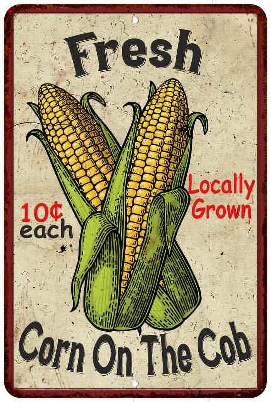 Fresh Corn on the Cob Kitchen Vintage Look Chic 8x12 Metal Sign ...