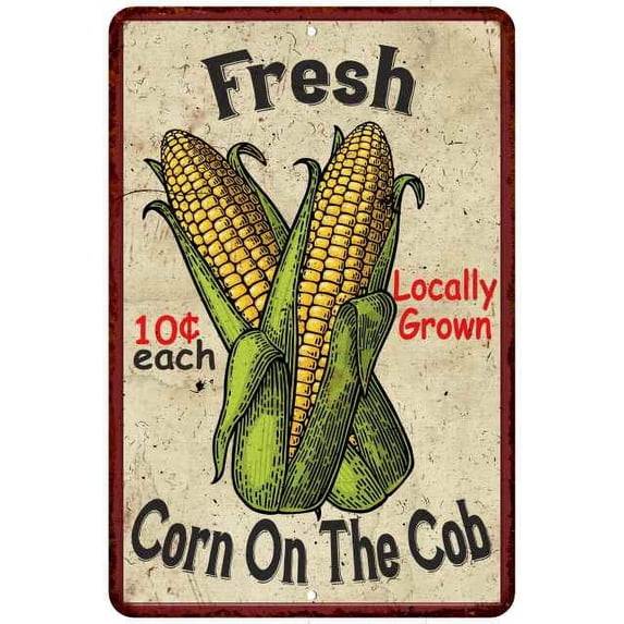 Fresh Corn on the Cob Kitchen Vintage Look Chic 8x12 Metal Sign ...
