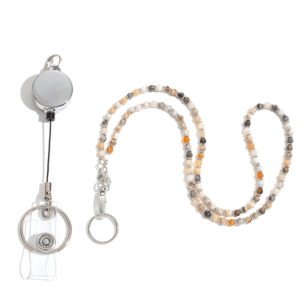 Fresh Cream Beaded Lanyards, Heavy Duty Badge Reels with Comfort & Easy ...