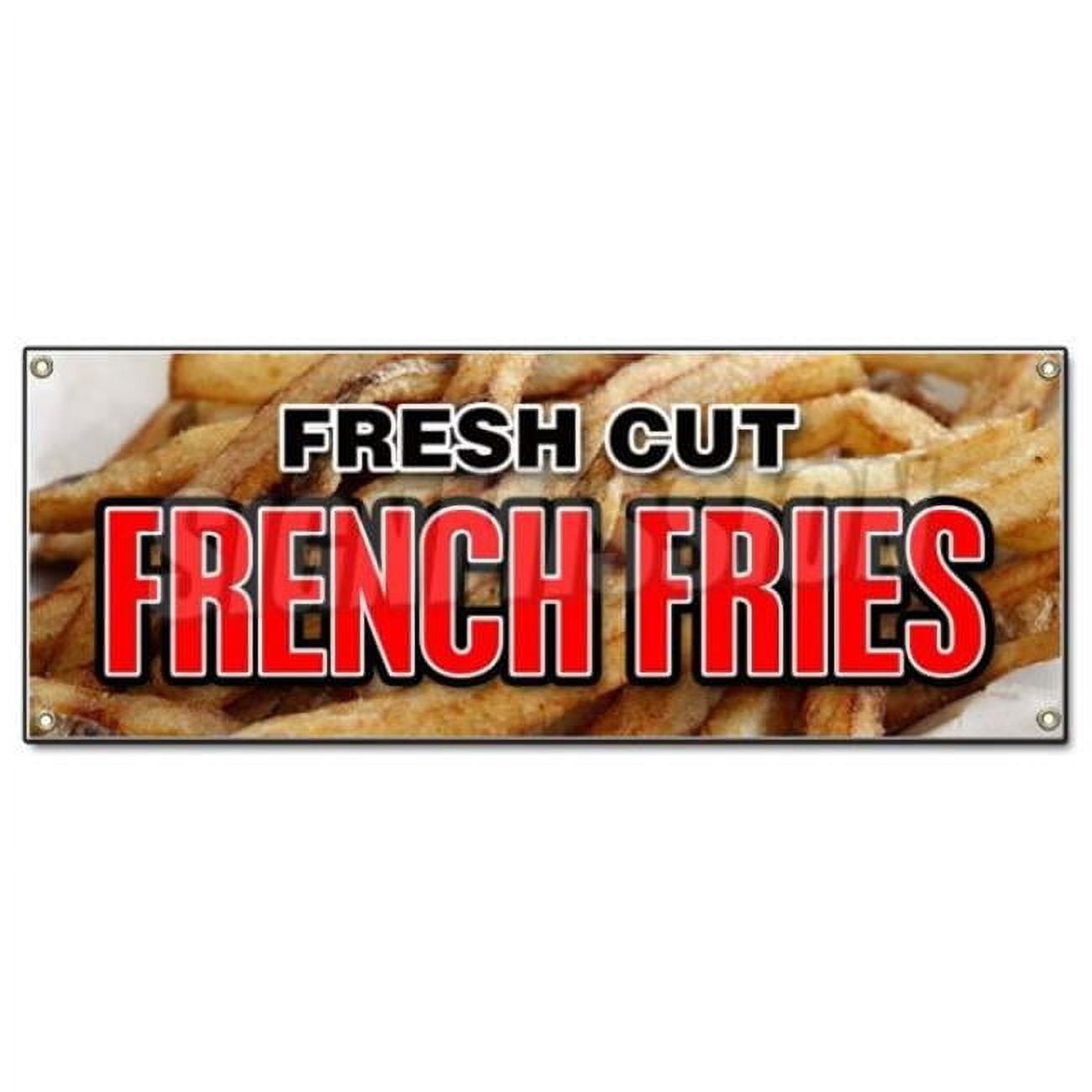 Fresh Cut French Fries Banner Sign - Frys Crispy Hot Potato FF Made ...