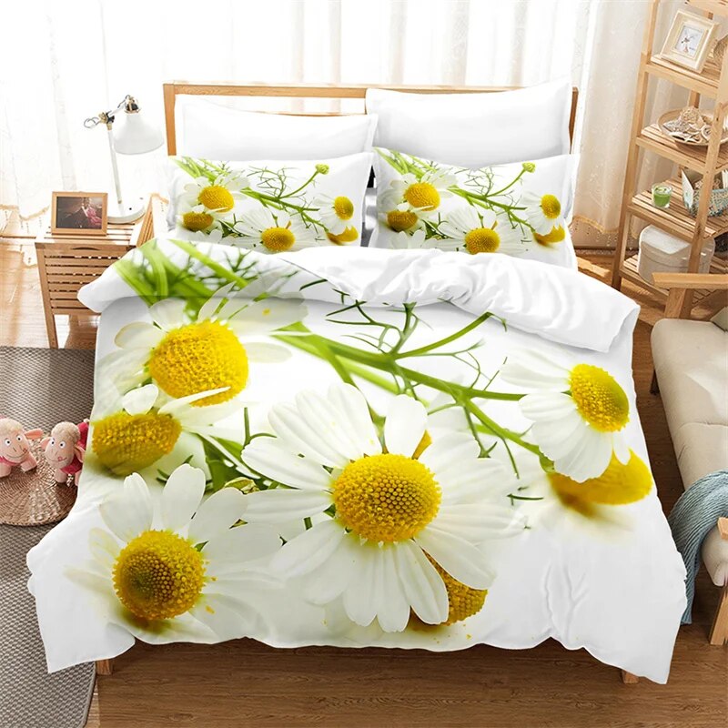 Fresh Daisy Flower Bedding Set Lovely Kid's Duvet Cover Boys Quilt ...