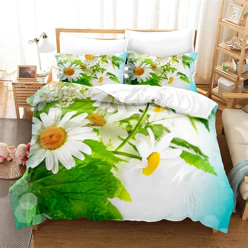 Fresh Daisy Flower Bedding Set Lovely Kid's Duvet Cover Boys Quilt ...