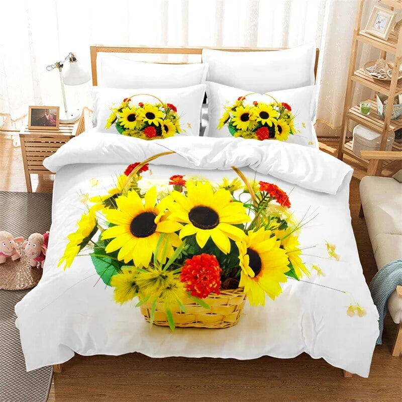 Fresh Daisy Flower Bedding Set Plant Flower Duvet Cover Boys Quilt ...