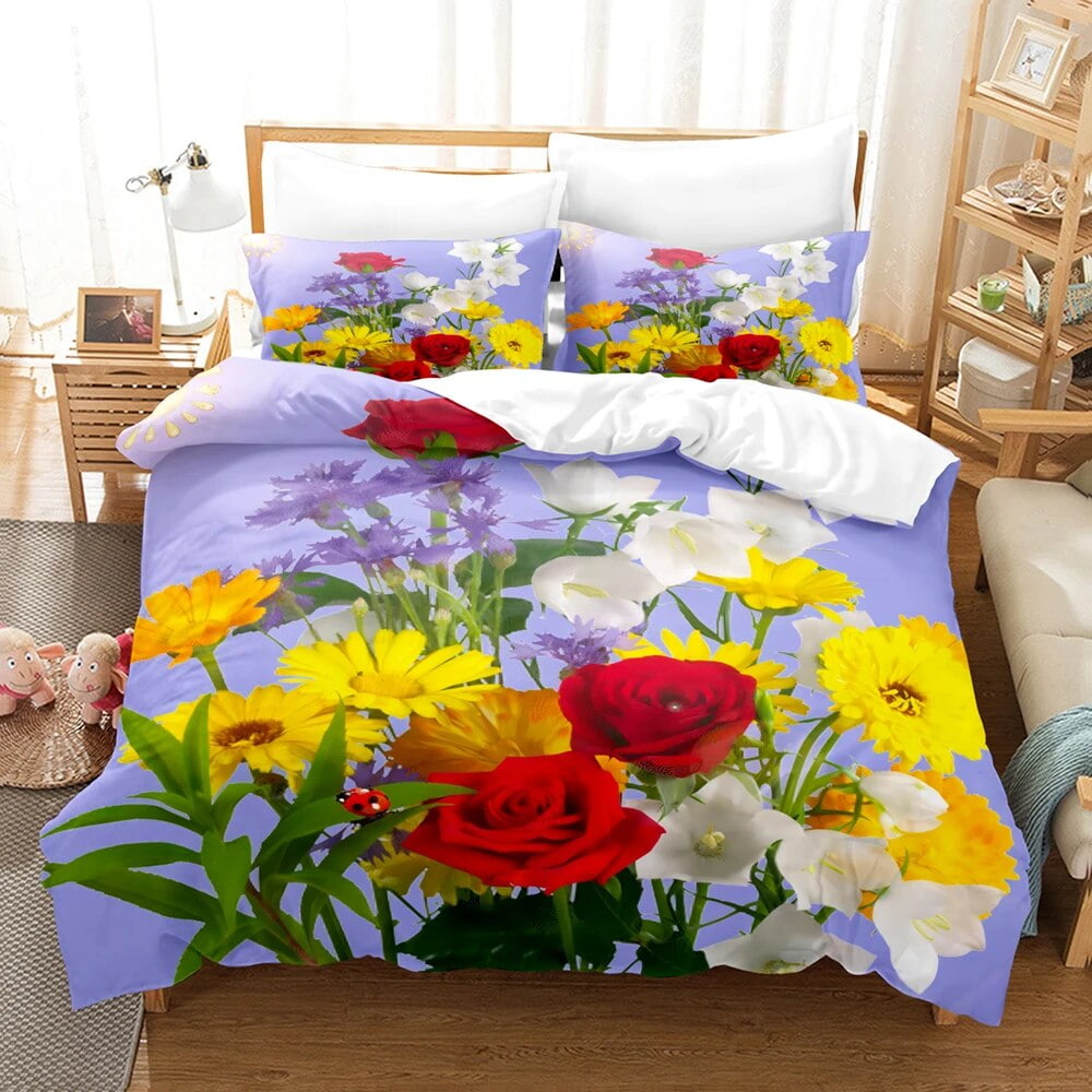 Fresh Daisy Flower Bedding Set Plant Flower Duvet Cover Boys Quilt ...