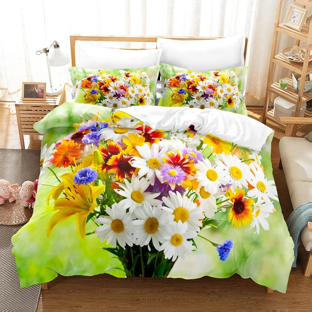 Fresh Daisy Flower Bedding Set Plant Flower Duvet Cover Boys Quilt ...