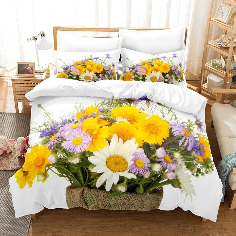 Fresh Daisy Flower Bedding Set Plant Flower Duvet Cover Boys Quilt ...