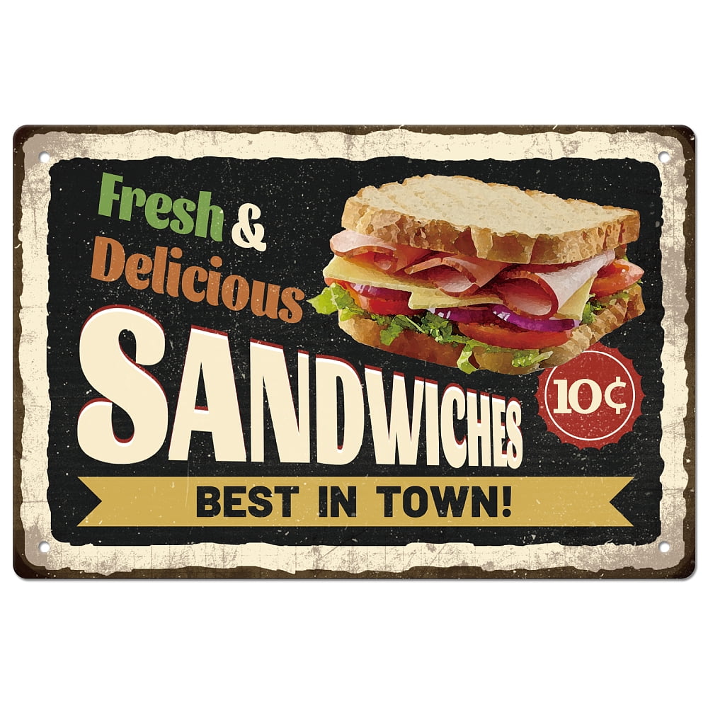 Fresh & Delicious Sandwiches Best in Town Vintage Metal Tin Signs Fast ...