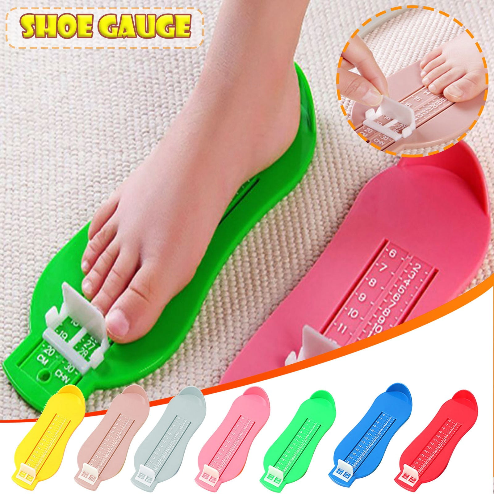 Fresh Designs, Foot Shoe Size Measure Tool, Infant Foot Ruler Kit ...