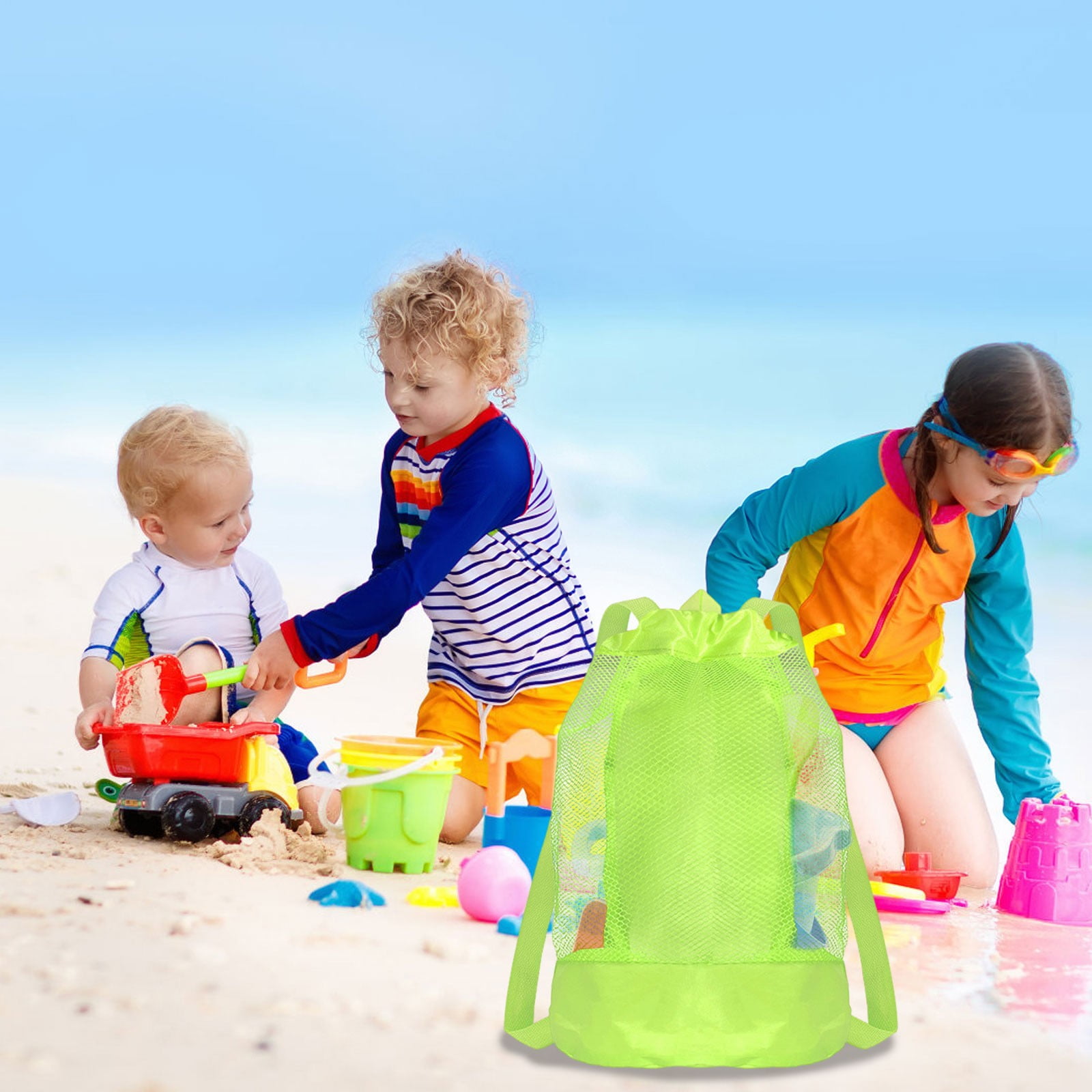 Fresh Designs, Large Capacity Beach Bag, Sand Toys Storage, Waterproof ...