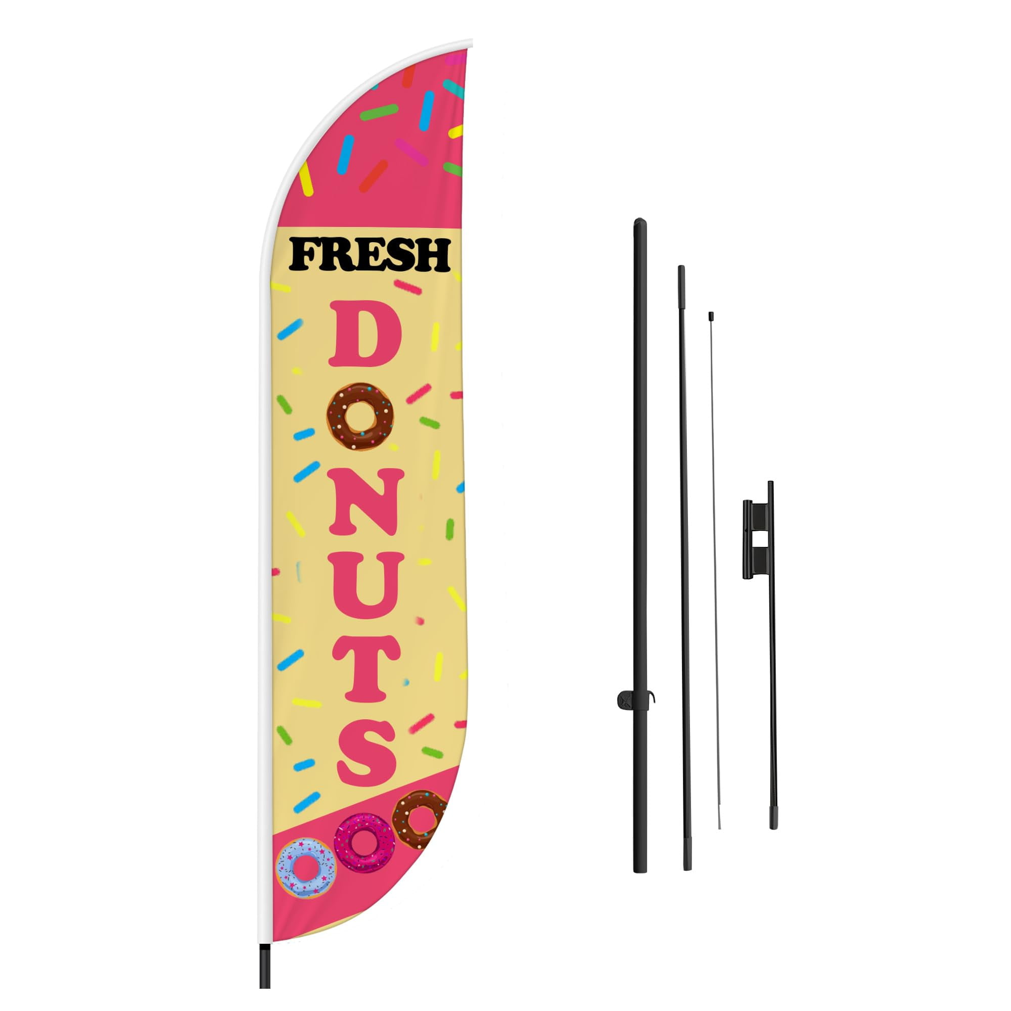 Fresh Donuts Feather Flag(11.5feetX2.5feet) by DreamController ...