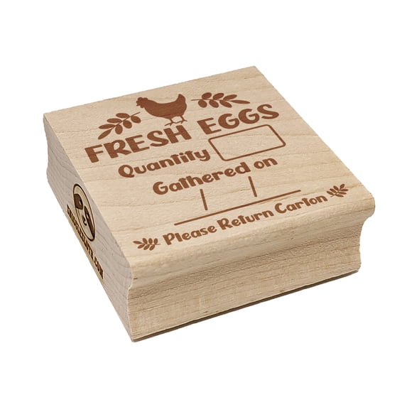 Fresh Eggs Return Carton Label Quantity Date Square Rubber Stamp ...